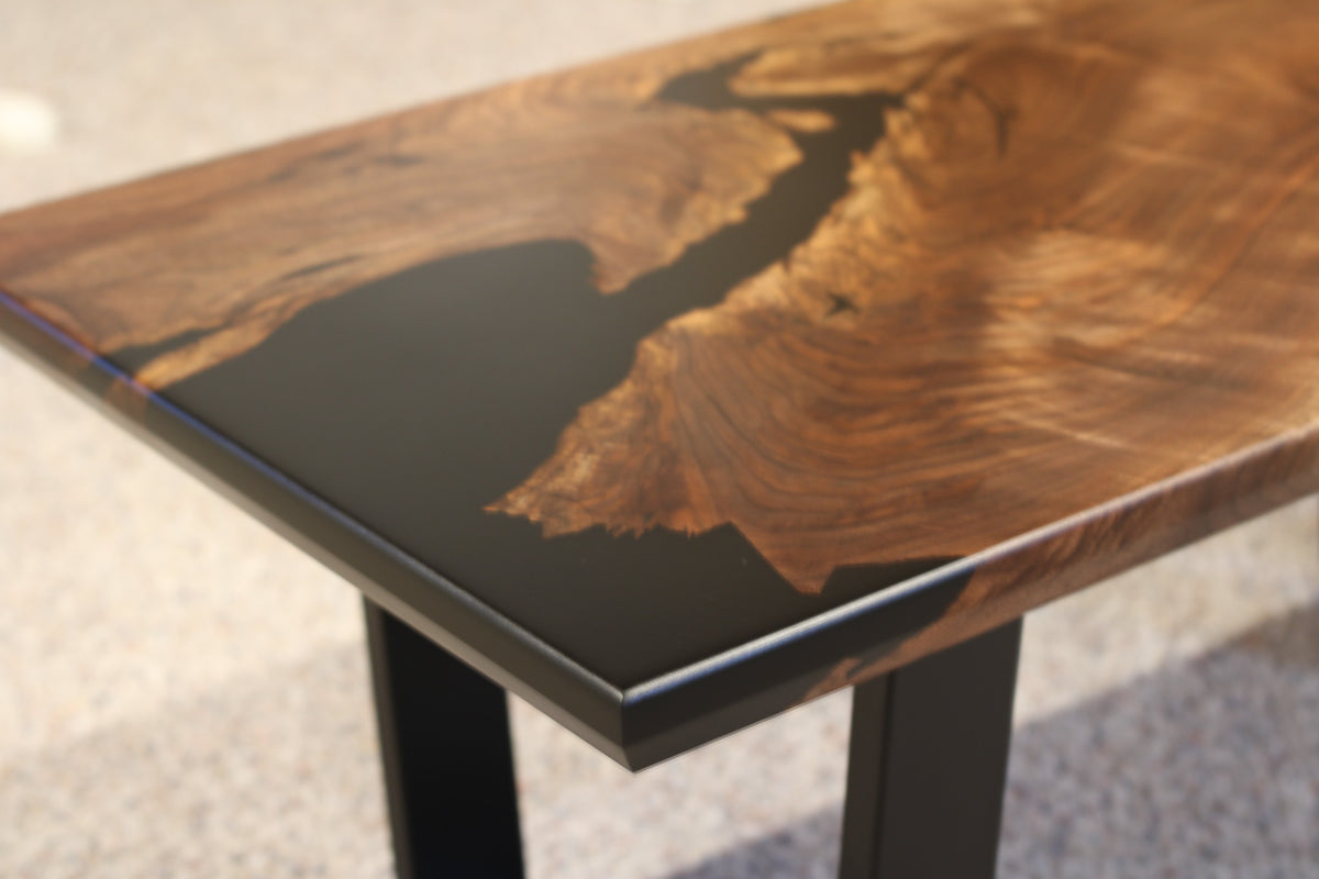 "Alpine Glacier" Black Walnut & Resin Coffee Table