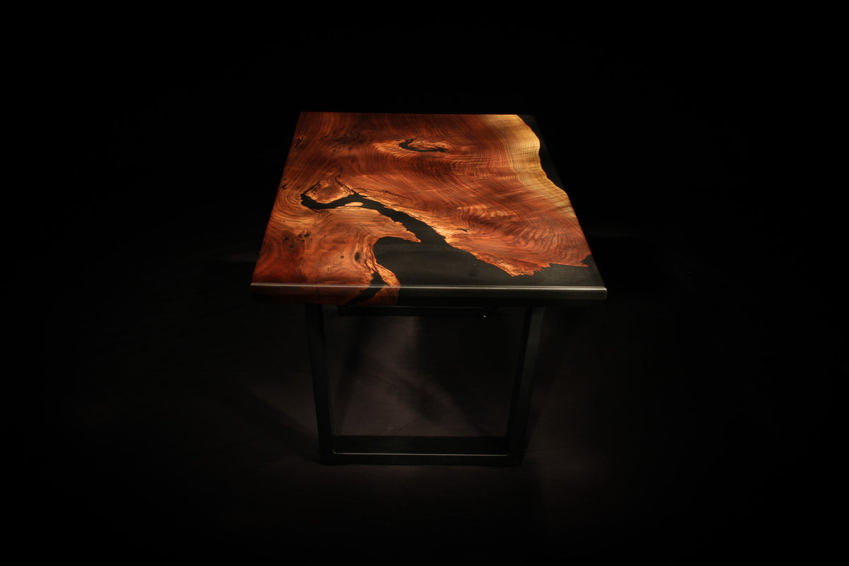 "Alpine Glacier" Black Walnut & Resin Coffee Table – Timber Reflections